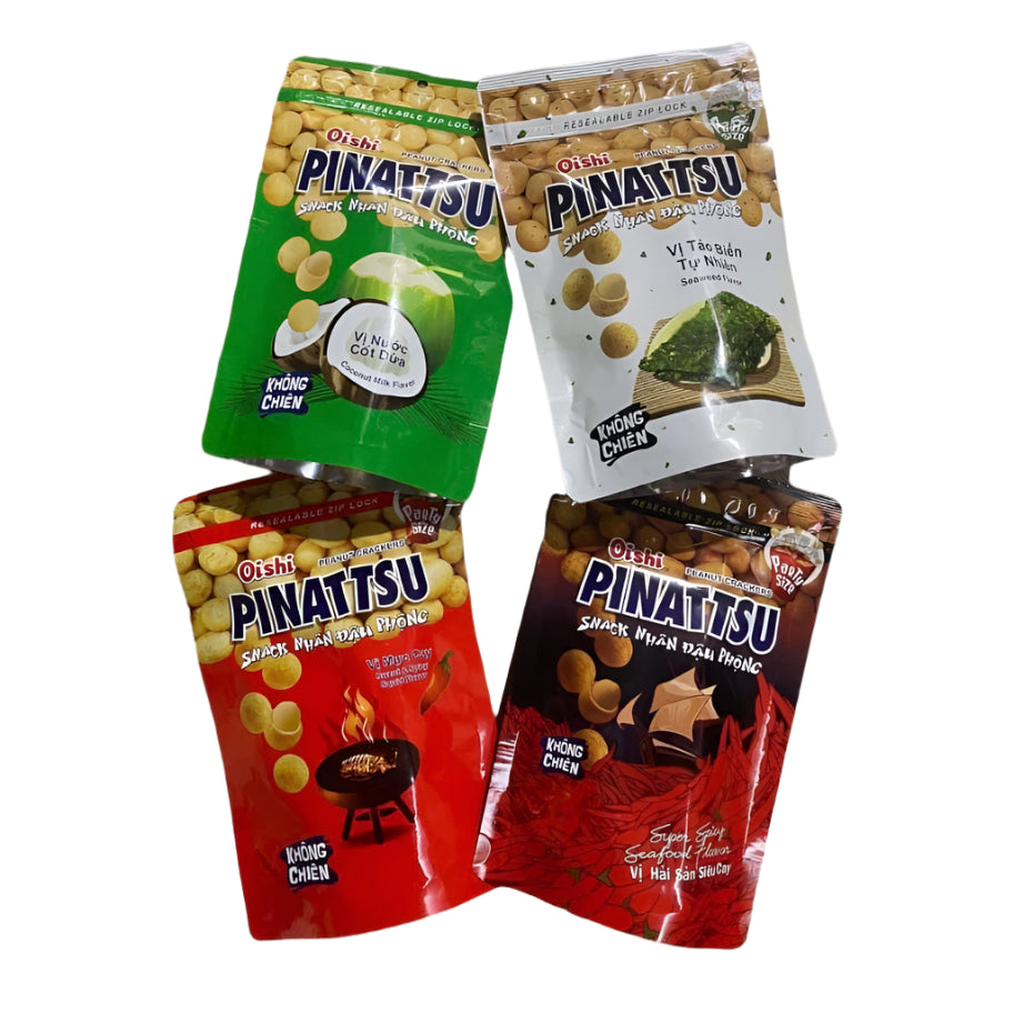 Snack nhân đậu phộng Pinattsu Oishi gói 85g – Tạp Hóa Tân Bình